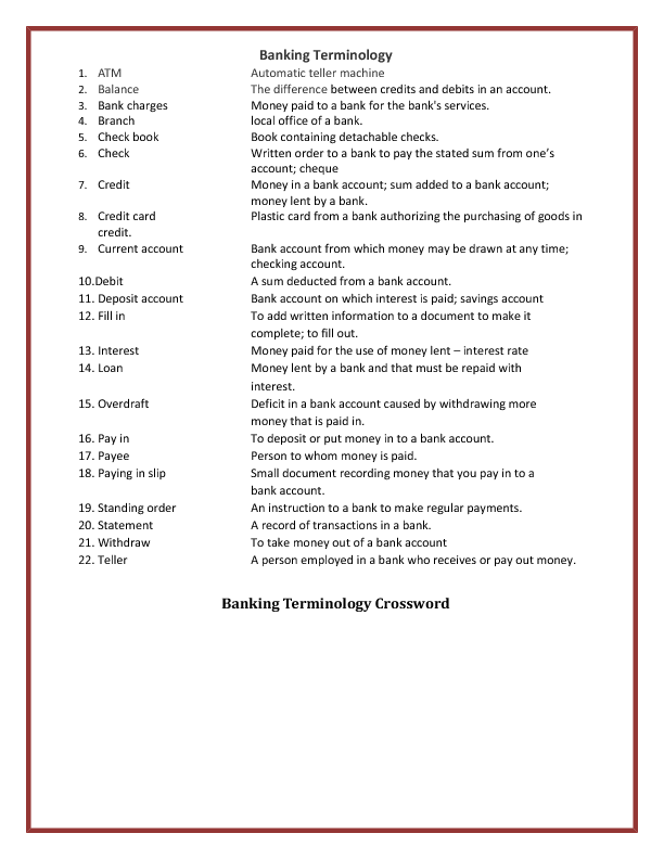 12 FREE Bank Worksheets