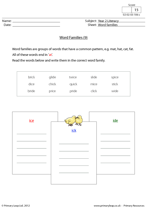 Word Families Ice Ick And Ide Word Families Ice Ick And Ide