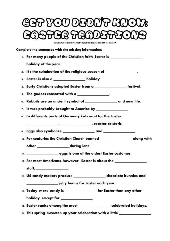 Movie Worksheet Bet You Didn t Know Easter Traditions