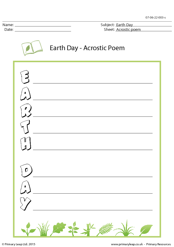 Earth Day Acrostic Poem