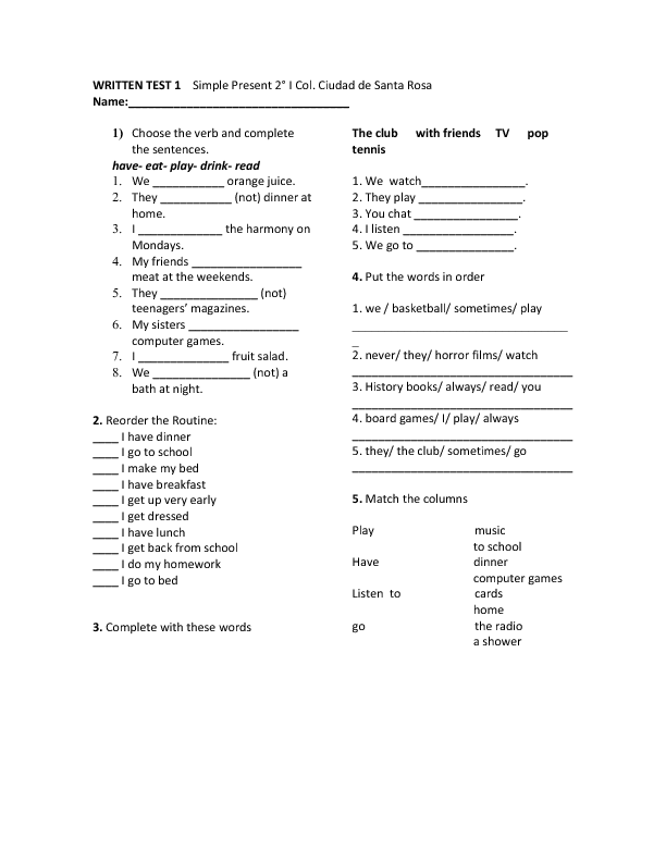 Simple Present Exercises