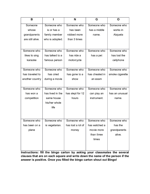 Human Bingo