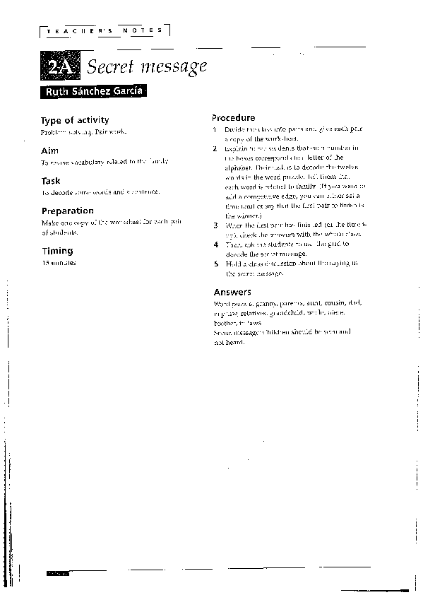 Worksheet Activity Sending Secret Messages