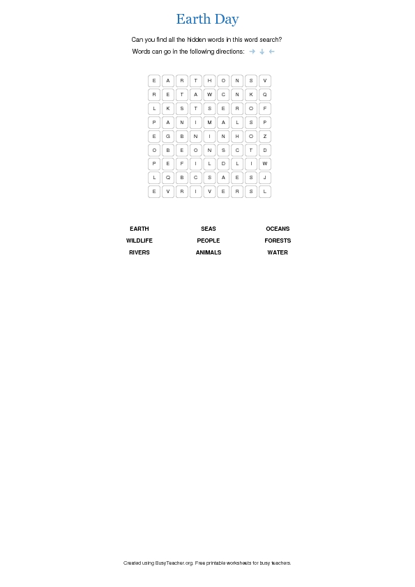 Earth Day Word Search
