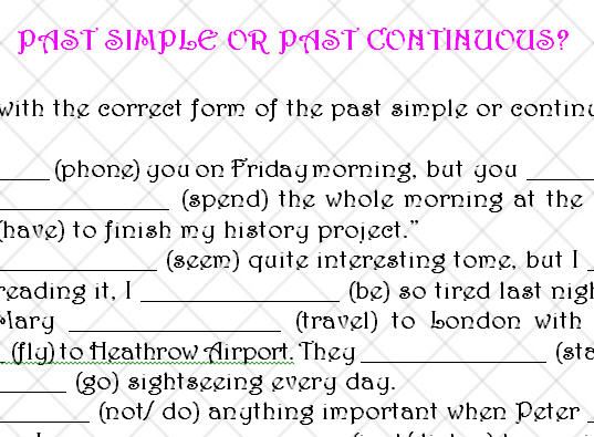 Past Simple Vs Past Continuous