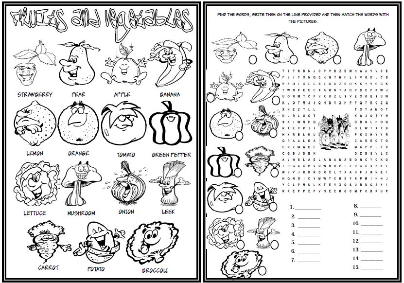 Fruits And Vegetables Worksheet