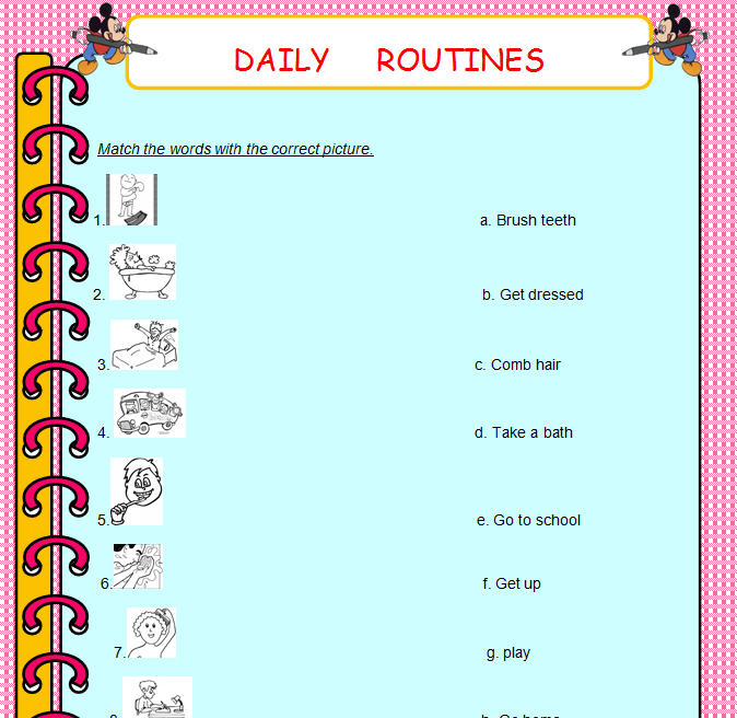 Daily Routines Matching Activity