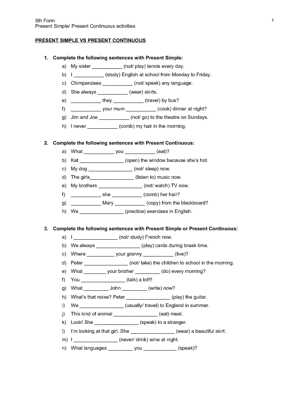 Simple Present And Present Continuous 2