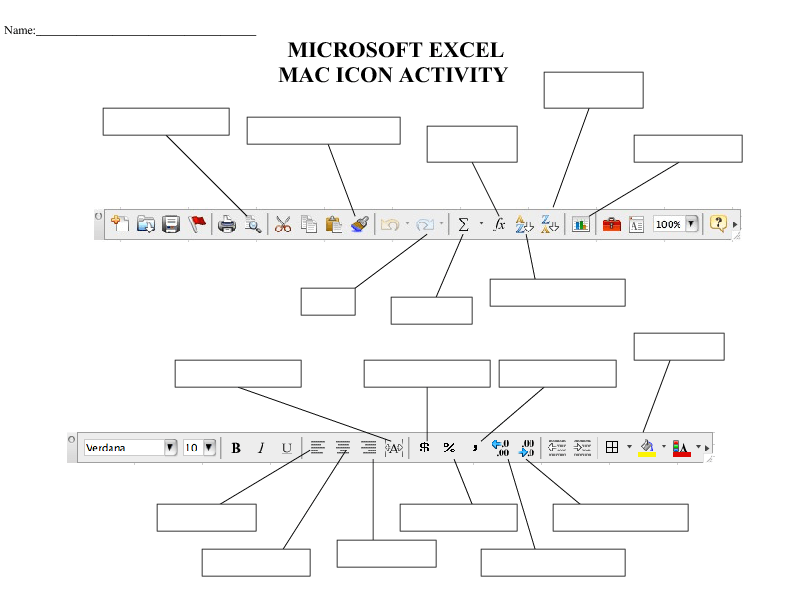 Microsoft Excel Mac Toolbars Icon Fill in Activity