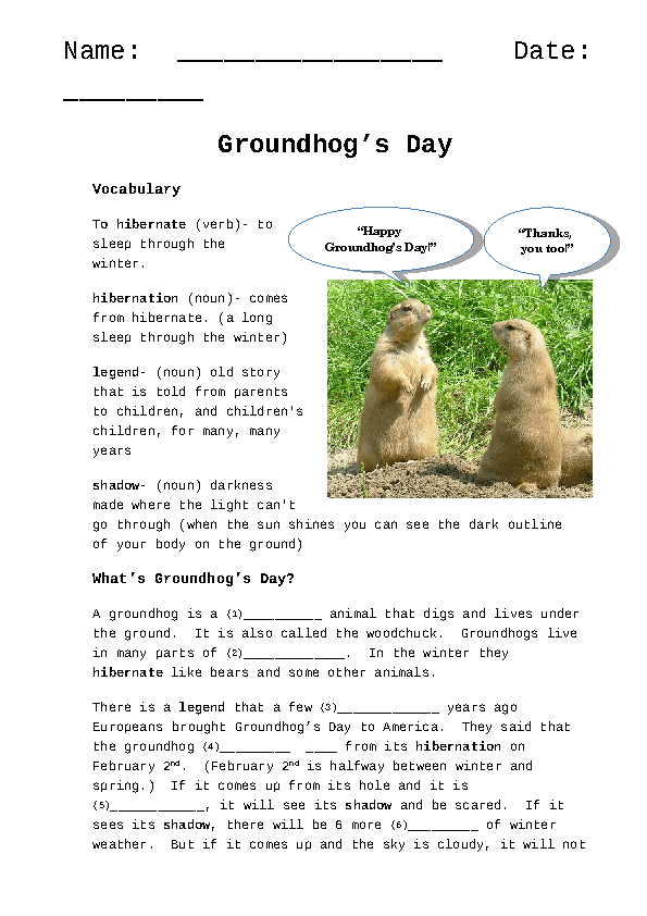 5 FREE Groundhog Day Worksheets 5 FREE Groundhog Day Worksheets
