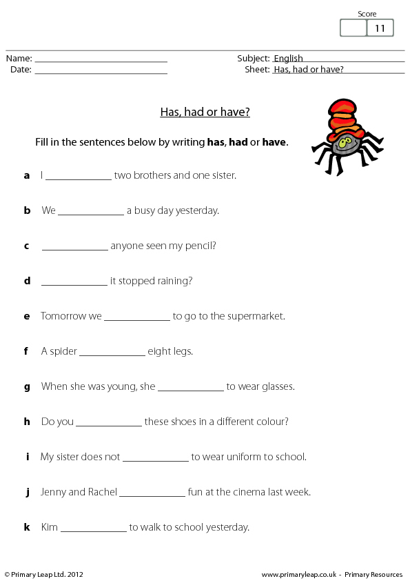 Has Have Worksheet Have Or Has Worksheet For 2nd Grade Emerson 