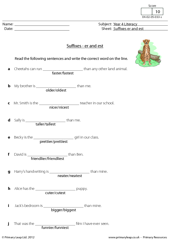 Suffixes Er And Est 1 Suffixes Er And Est 1