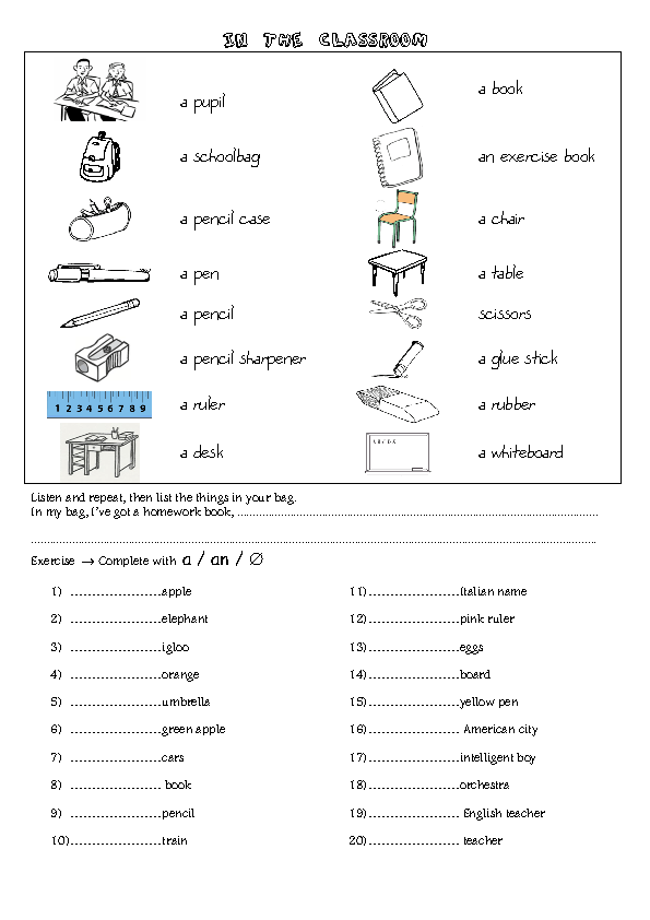 Classroom Items