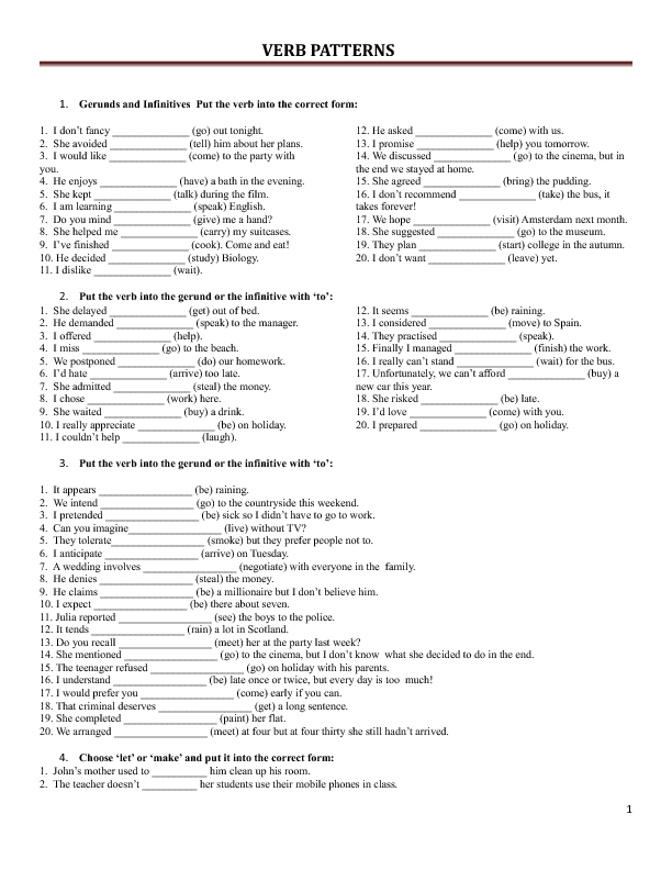 Verb Patterns