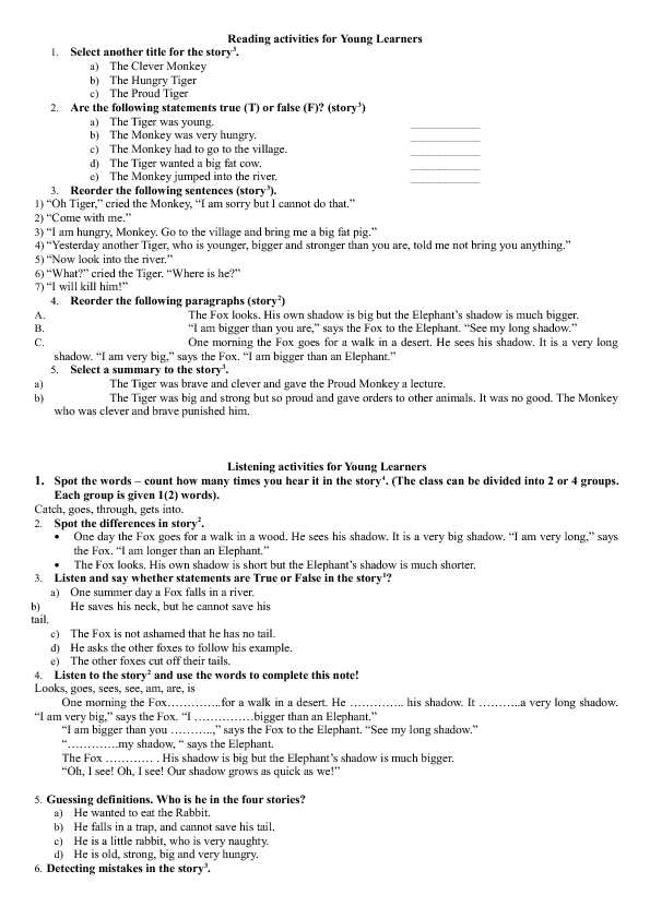 Activities For Young Learners