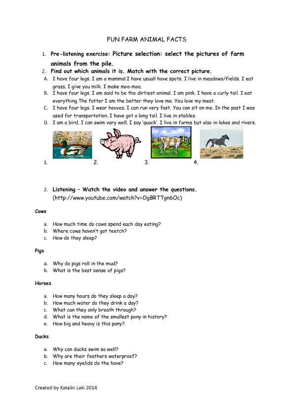 Movie Worksheet Fun Farm Animal Facts