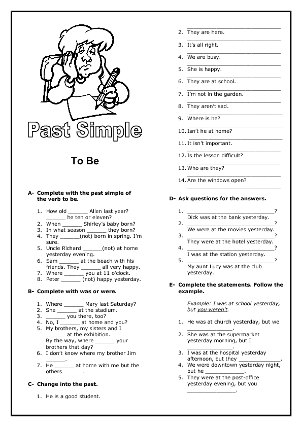 Was Or Were Worksheet