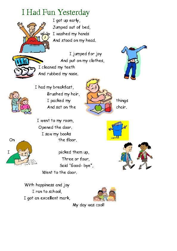 Grammar Vocabulary Worksheet I Had Fun Yesterday Daily Routines 