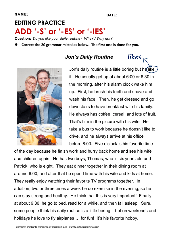  Daily Routine Essay In Simple Present Tense My Daily Routine Past 