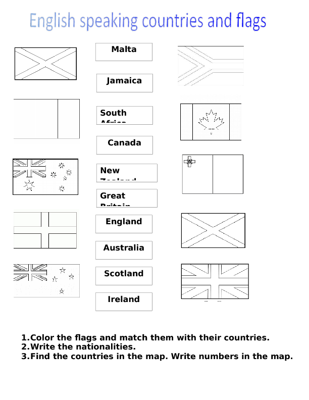 English Speaking Countries Flags