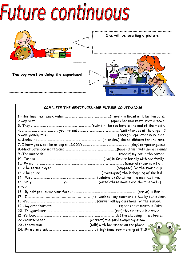 39 FREE Future Continuous Worksheets